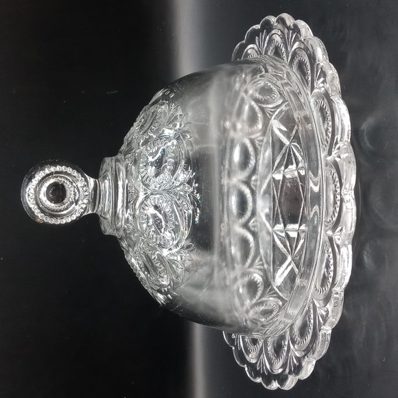 Kitchen | Vintage Crystal Round Covered Cheese Dome Butter Dish Button ...
